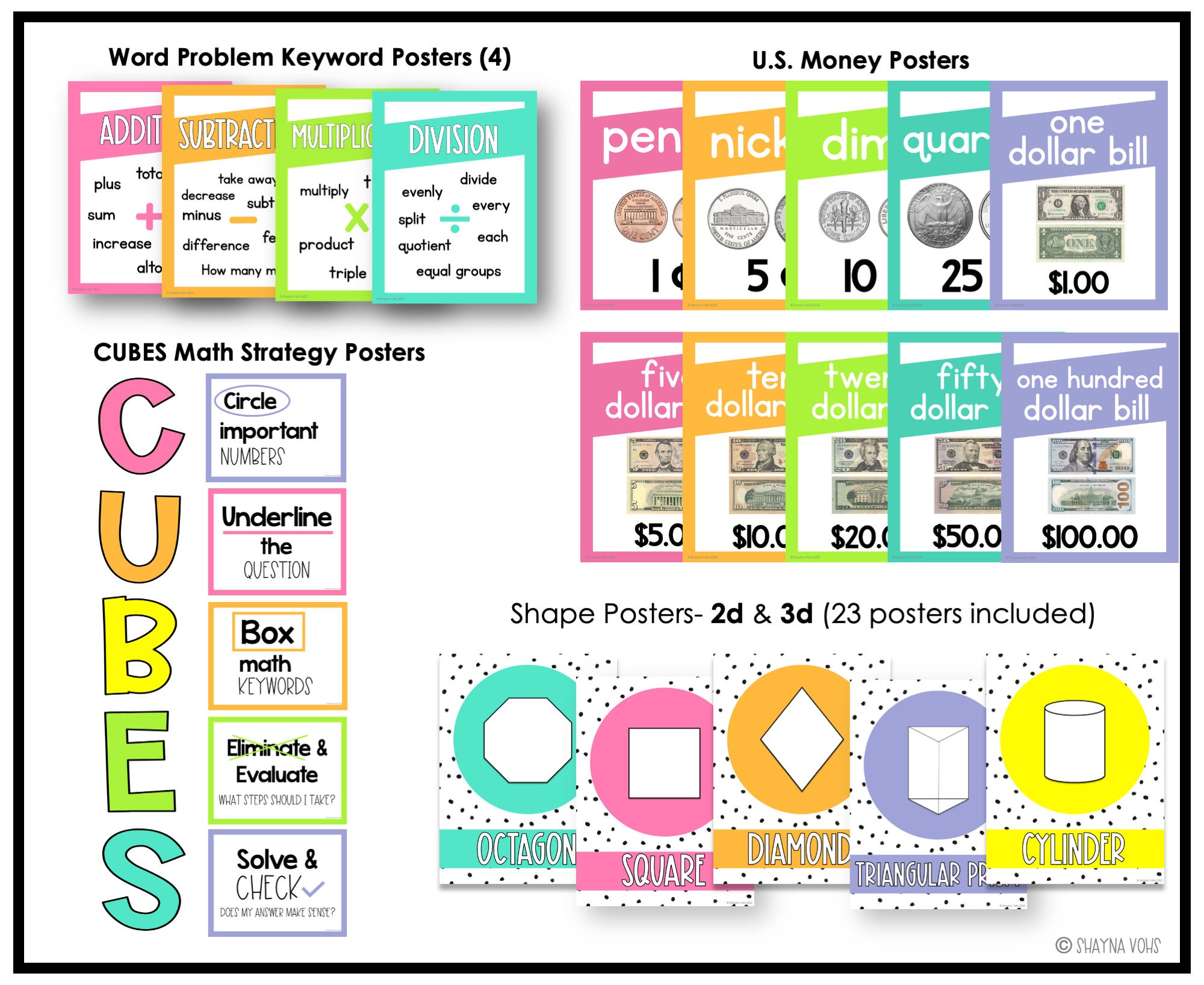 Happy Hues Math Classroom Decor Bundle (digital Download) - Etsy