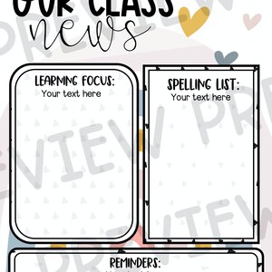 Boho Rainbow Newsletter Template for School - Etsy