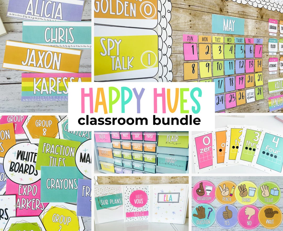 Bright Classroom Decor Bundle: Elementary Printable and Editable - Etsy