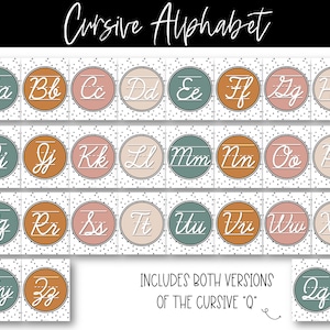 Boho Cursive Alphabet, Cursive Alphabet Posters, Neutral Cursive ...