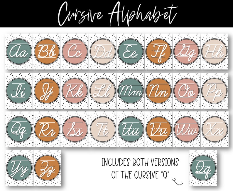 Boho Cursive Alphabet Cursive Alphabet Posters Neutral - Etsy