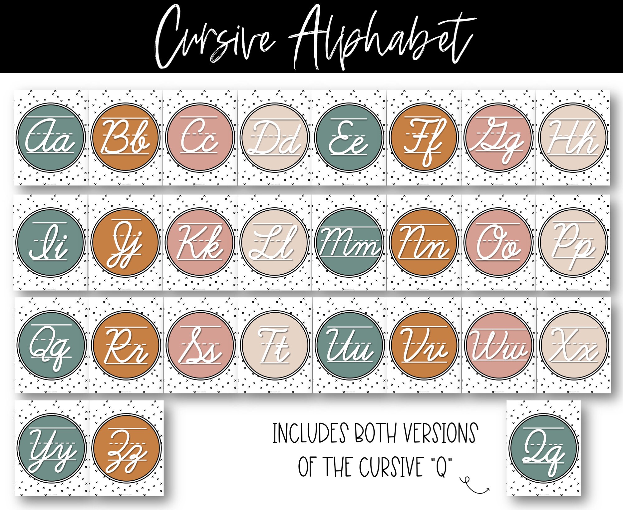 Boho Cursive Alphabet Cursive Alphabet Posters Neutral - Etsy