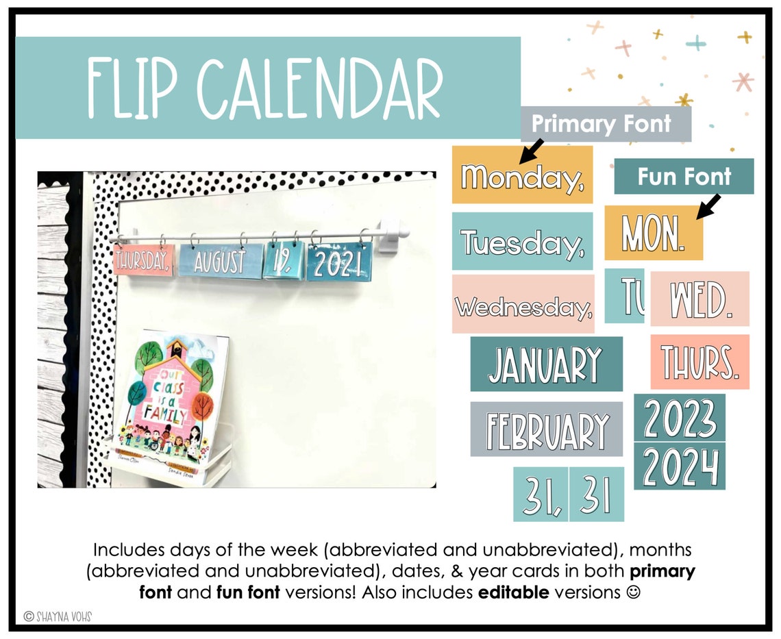Flip Calendar Classroom and Calendar Bulletin Board - Etsy