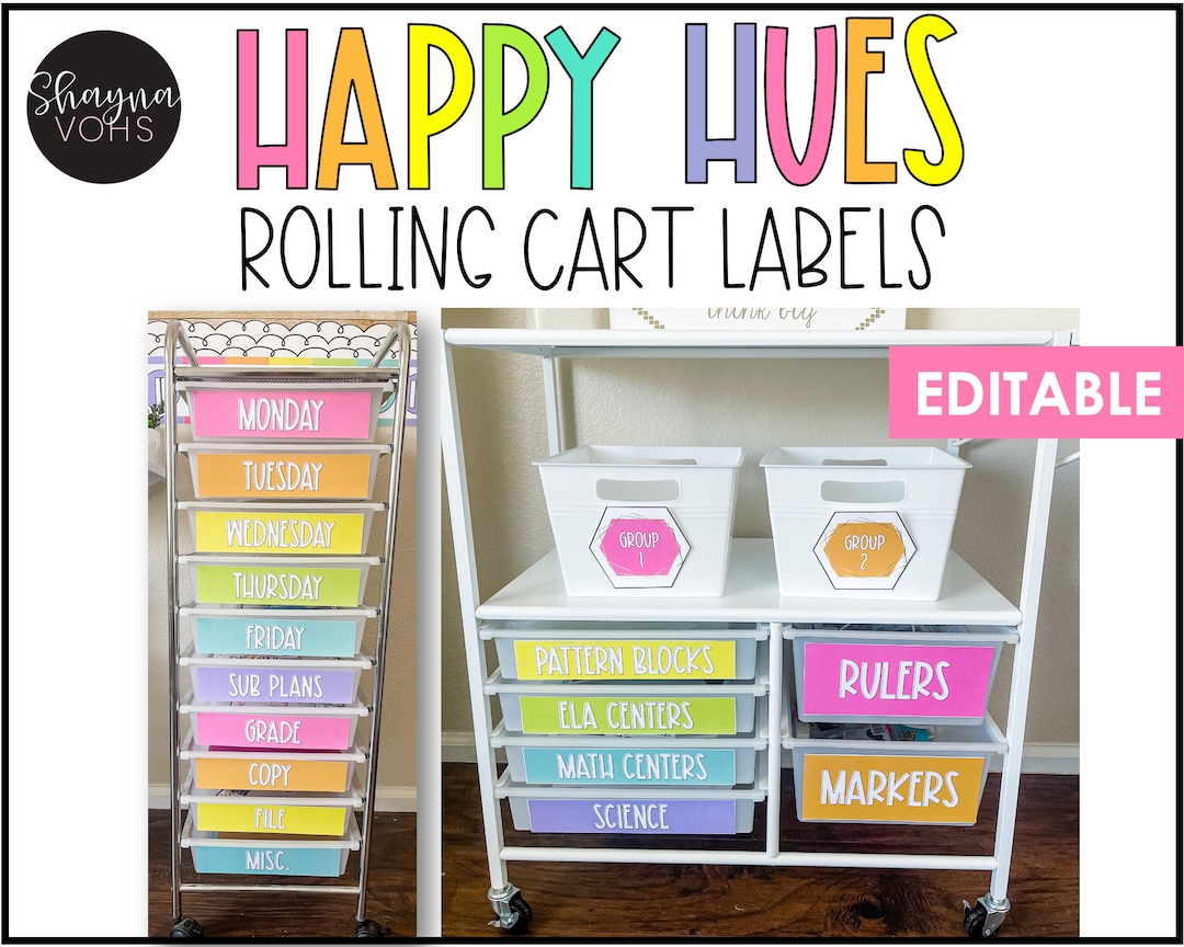 10 Drawer Cart Labels, 10 Drawer Rolling Cart Label - Etsy