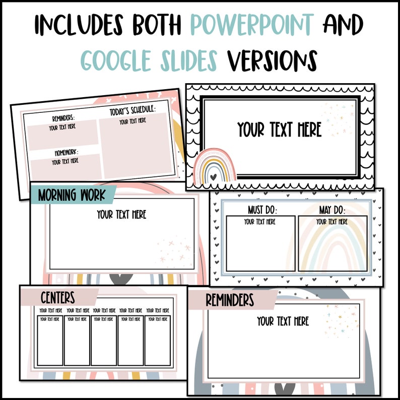 Boho Rainbow Powerpoint and Google Slides™ Templates for - Etsy