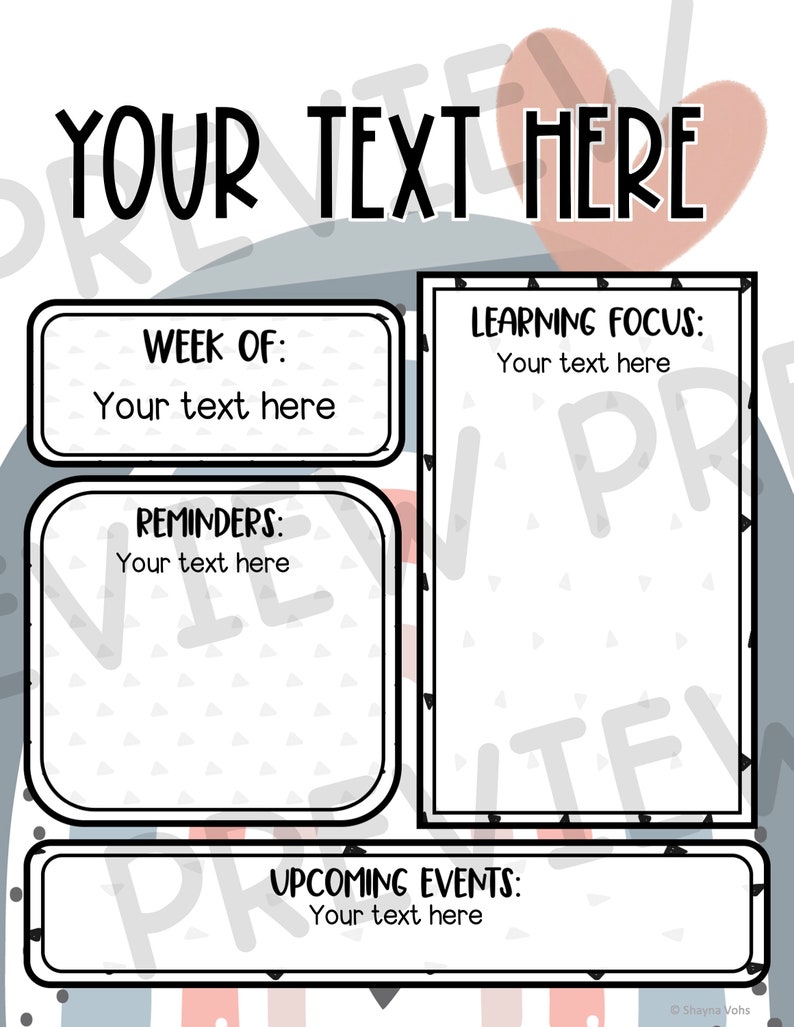 Boho Rainbow Newsletter Template for School - Etsy