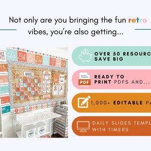 Retro Groovy Classroom Decor Bundle: Editable Posters, Signs (digital ...