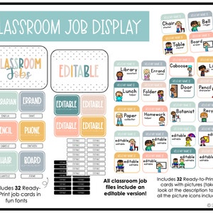 Calm Colors Classroom Jobs Chart Editable, Calming Classroom Decor ...