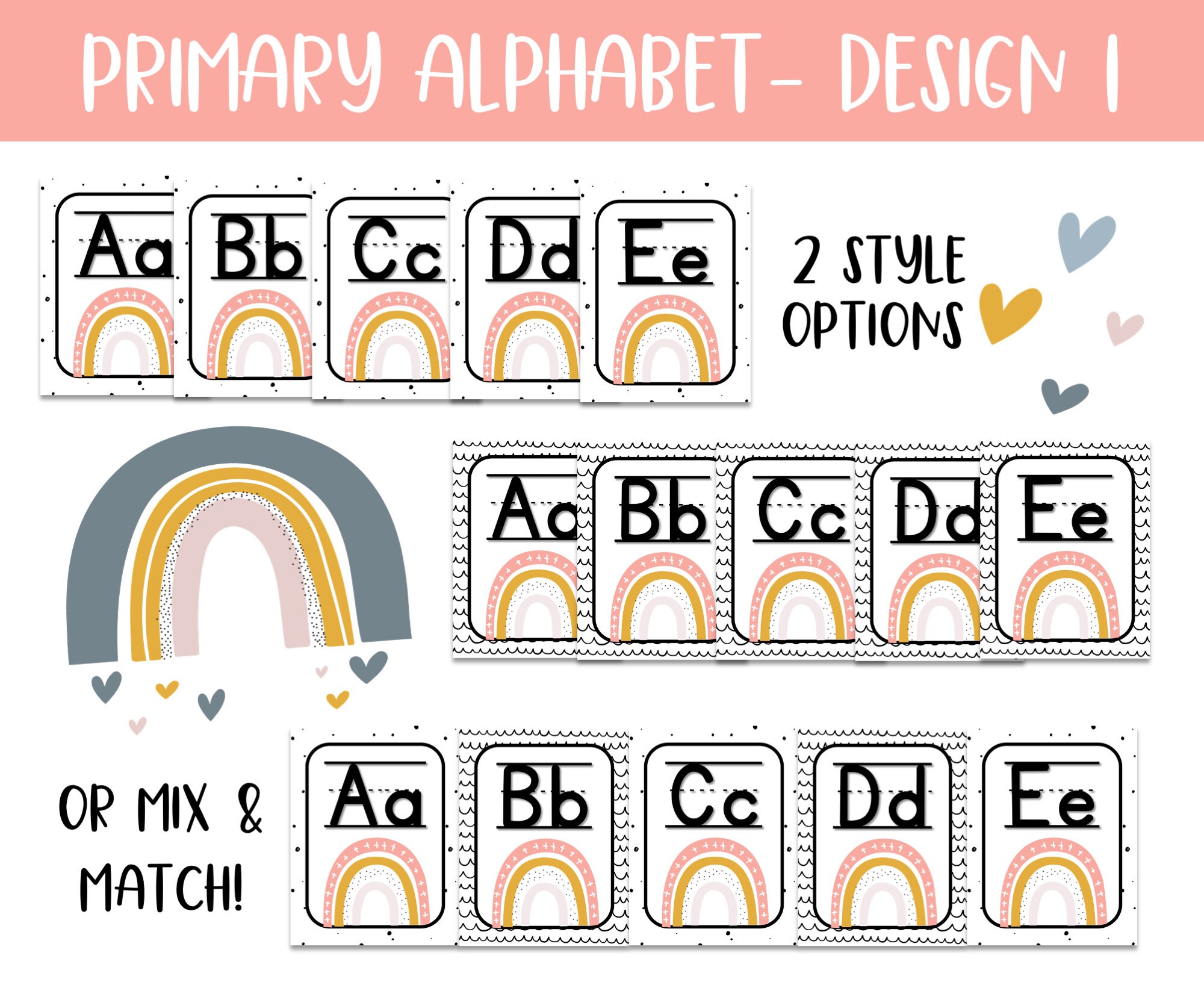 Boho Rainbow Alphabet Posters - Etsy