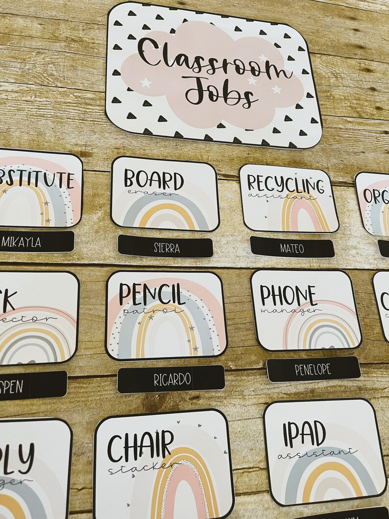 Boho Rainbow Classroom Jobs Chart - Etsy
