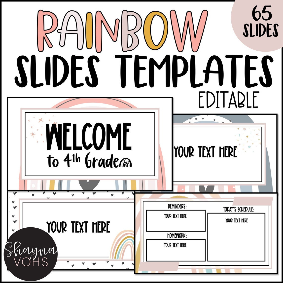 Boho Rainbow Powerpoint and Google Slides™ Templates for - Etsy