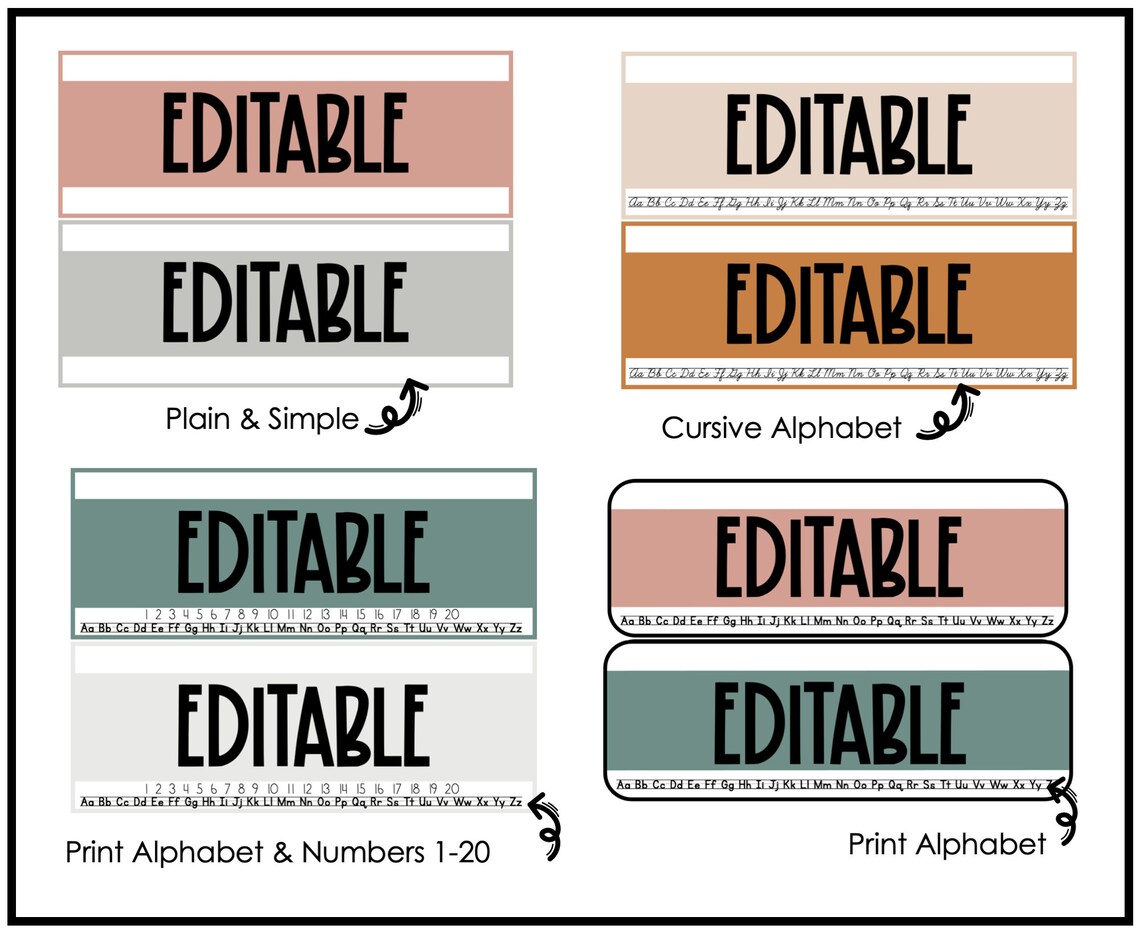 Neutral Boho Classroom Desk Nametags: Editable - Etsy