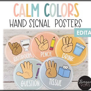 Calm Colors Hand Signal Posters: Classroom Decor (digital Download) - Etsy