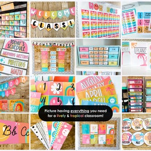 Tropical Classroom Decor Bundle Bright Theme Tropical Vibes Printable ...