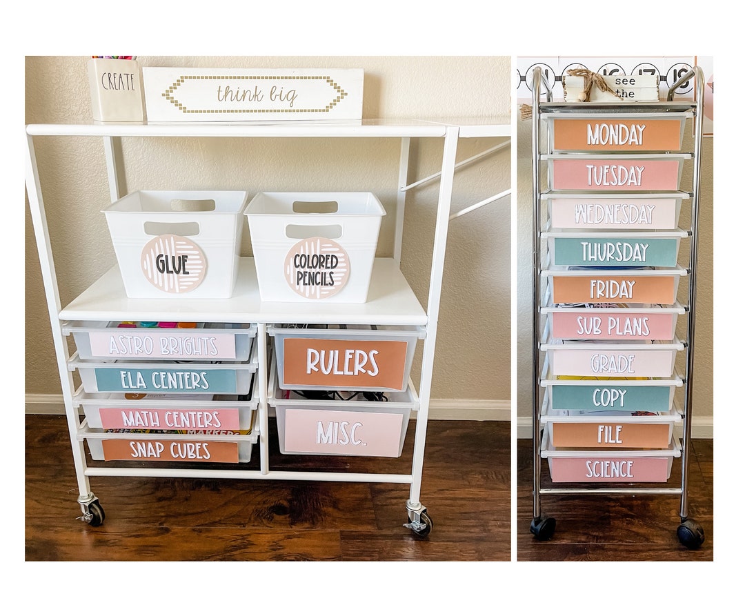 Boho 10 Drawer Rolling Cart Label, Boho Rolling Cart Labels - Etsy