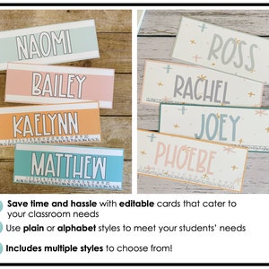 Calm Colors Classroom Desk Name Tags: Editable Alphabet Styles - Etsy