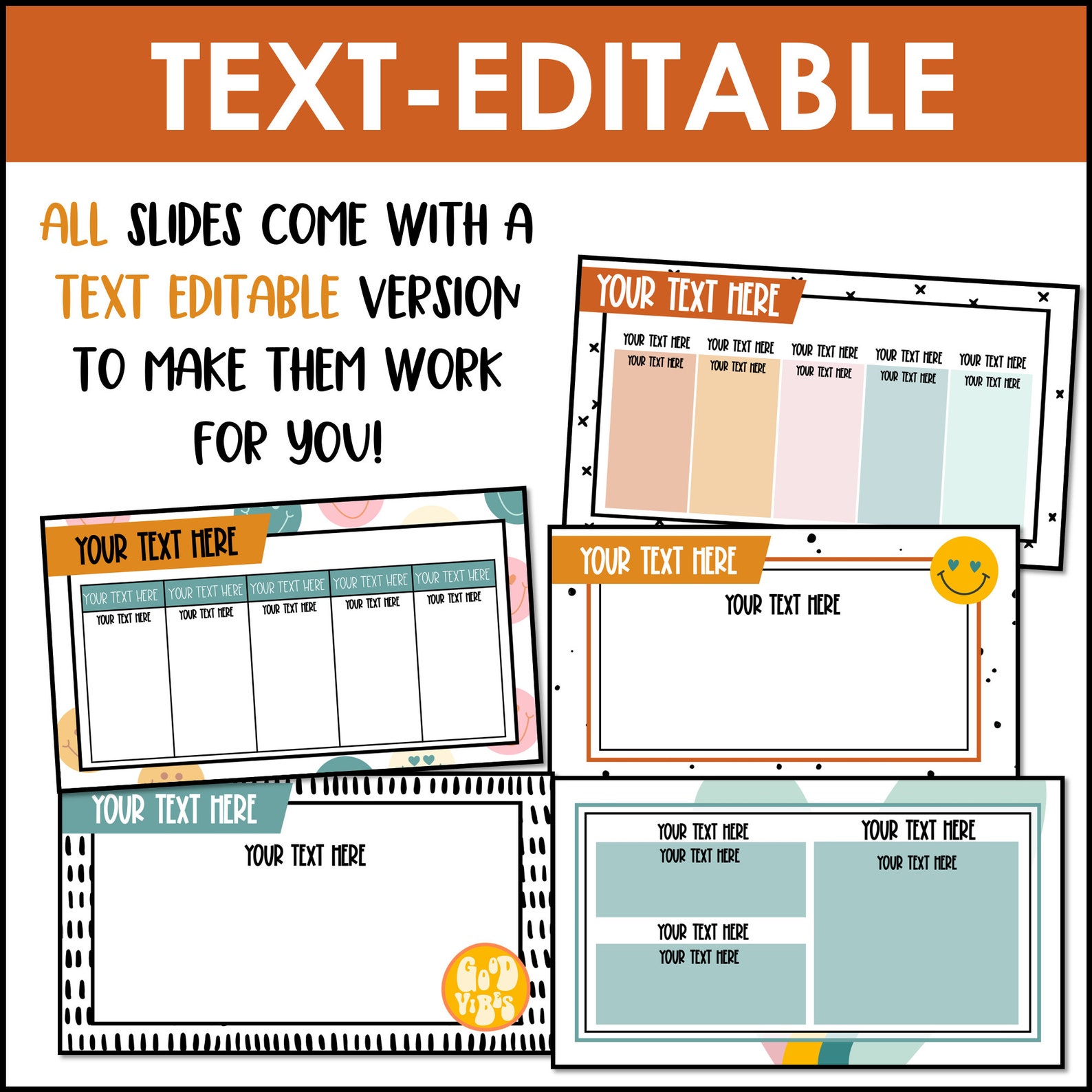 Retro Groovy Powerpoint and Google Slides™ Templates for - Etsy