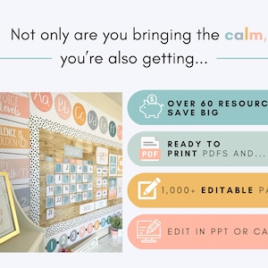 Calm Colors Classroom Decor Bundle: Editable Posters, Labels (canva or ...