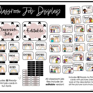 Boho Rainbow Classroom Jobs Chart - Etsy