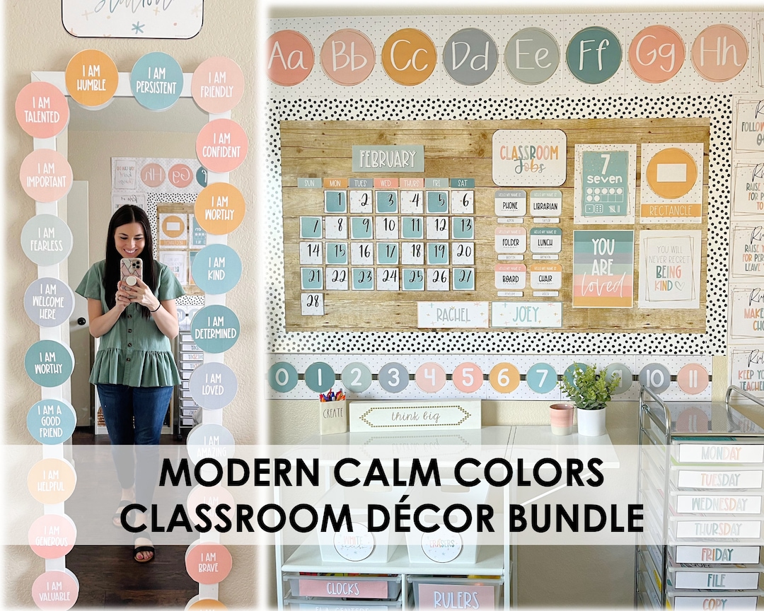 Pastel Classroom Decor Bundle, Modern Calm Colors Classroom Decor ...