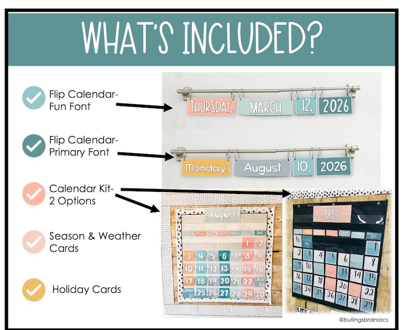 Calming Classroom Calendar Set: Pastel Decor & Flip Calendar - Etsy