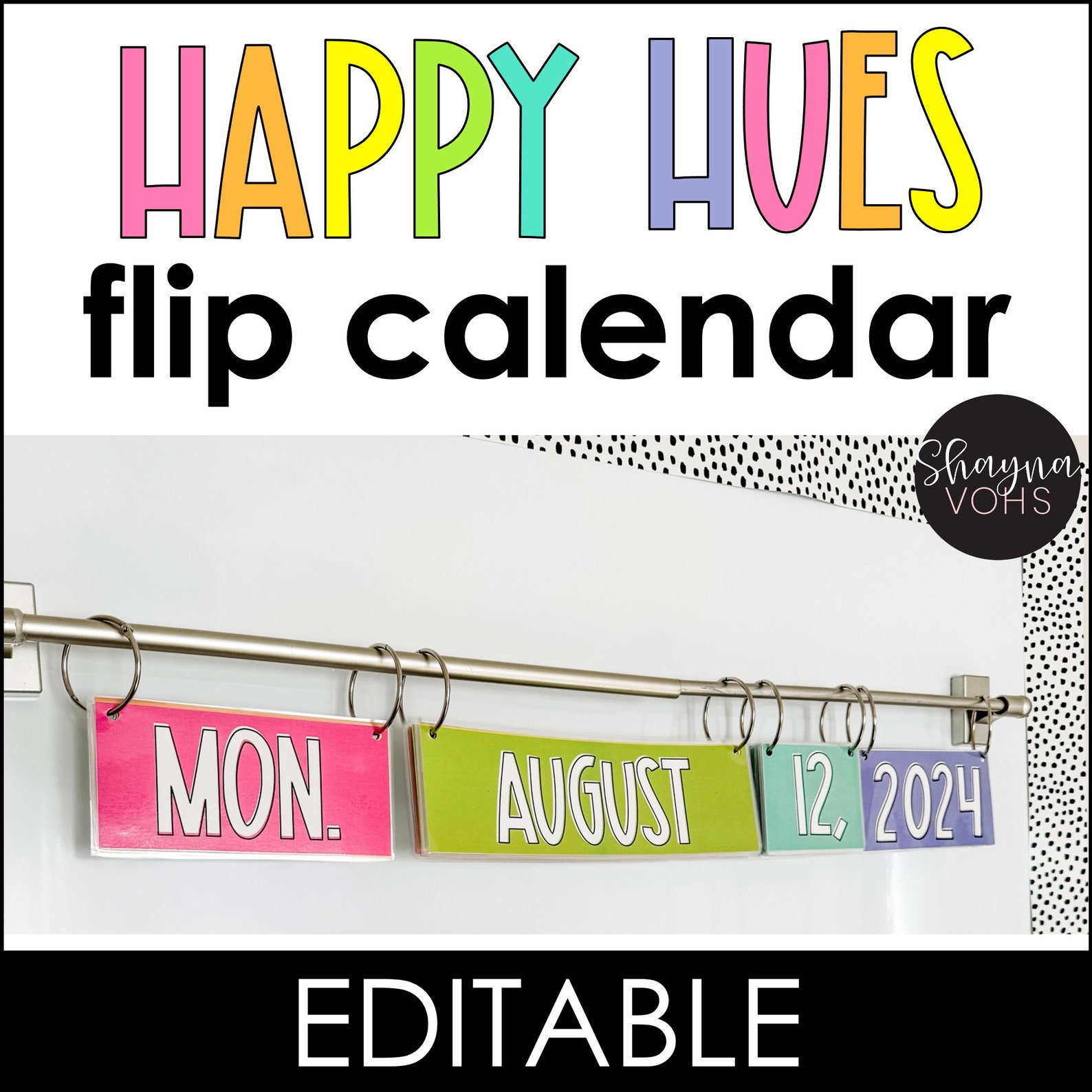 Flip Calendar Classroom, Bright Flip Calendar, Happy Hues Classroom ...