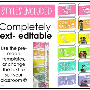 Voice Level Posters Classroom, Voice Level Chart, Bright Rainbow ...