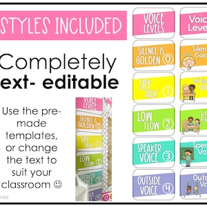 Rainbow Voice Level Chart Posters: Editable Classroom Decor (PDF ...