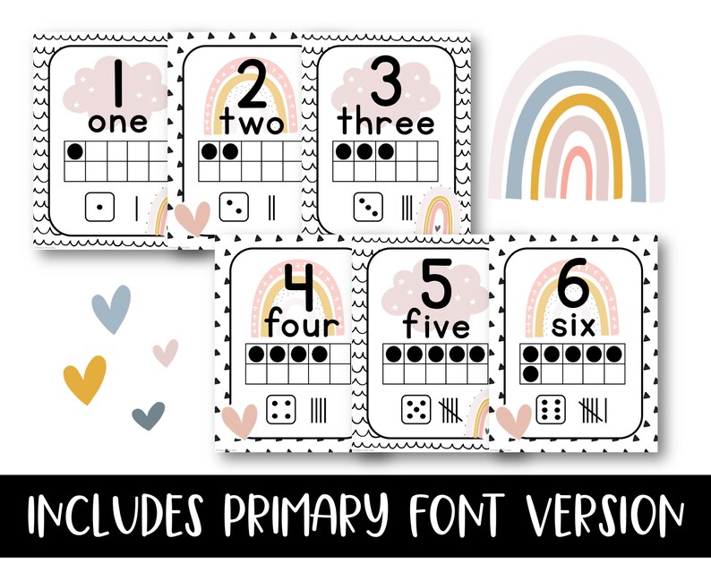 Boho Rainbow Number Posters 0-30 - Etsy