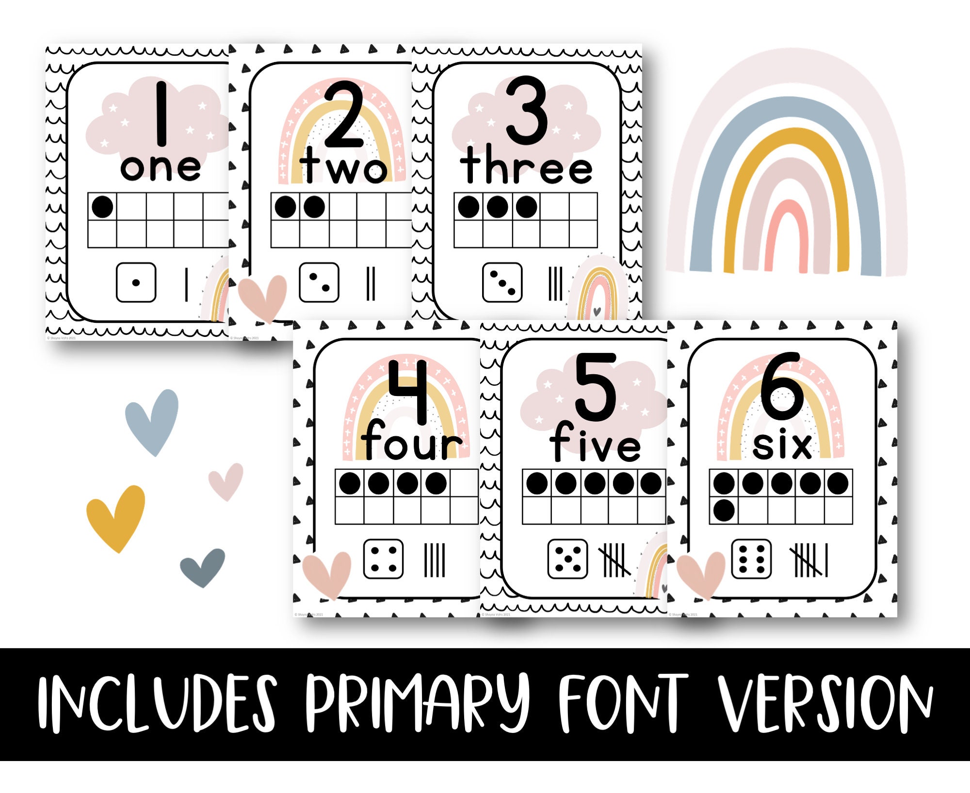 Boho Rainbow Number Posters 0-30 - Etsy