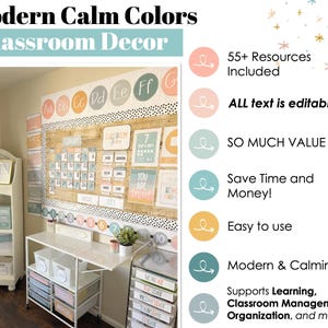 Modern Calm Colors Classroom Decor, Classroom Decor Bundle Elementary ...