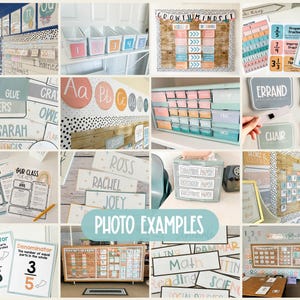 Calm Colors Classroom Decor Bundle: Editable Posters, Labels (canva or ...