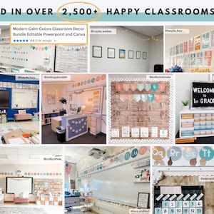 Calm Colors Classroom Decor Bundle: Editable Posters, Labels (canva or ...