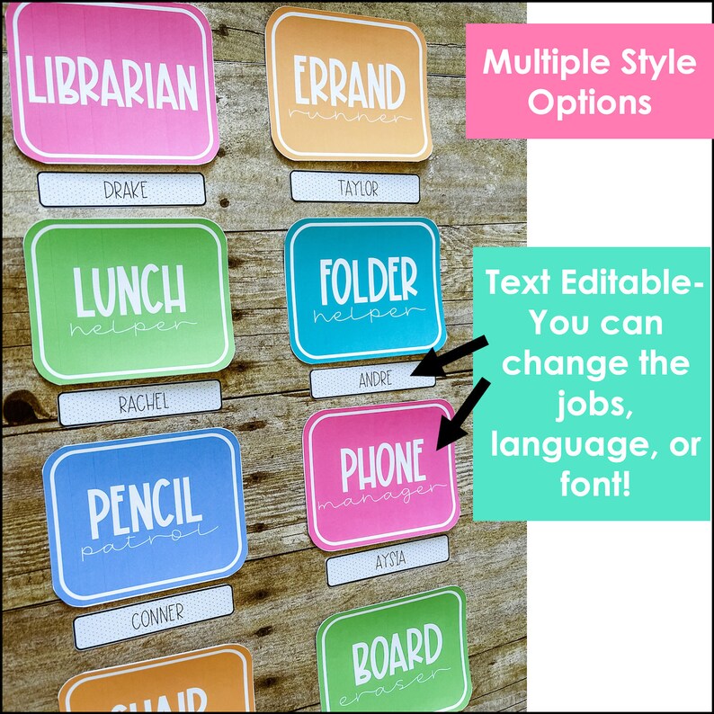 Classroom Jobs Chart: Happy Hues Decor, Editable Cards - Etsy