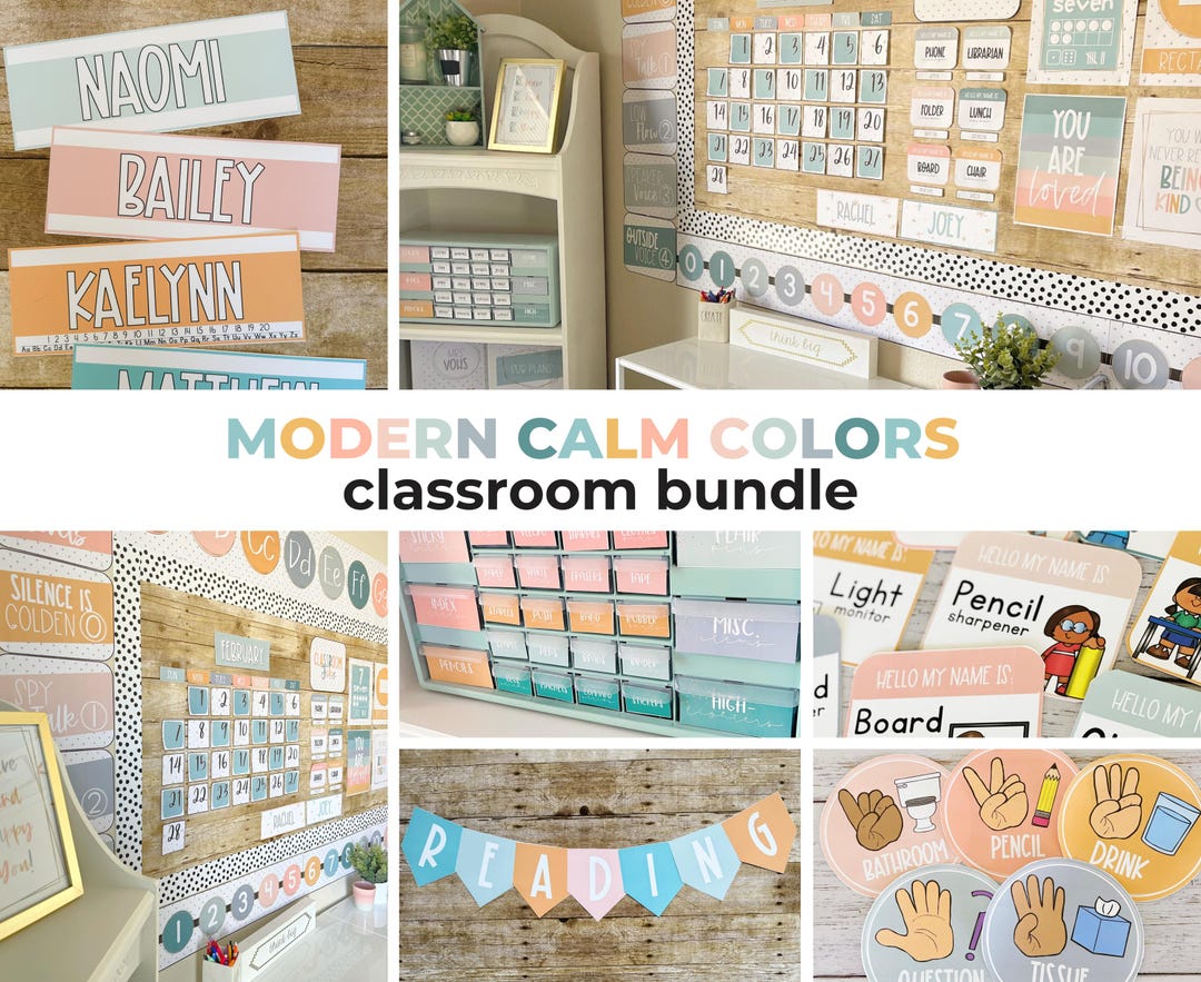 Pastel Classroom Decor Bundle, Modern Calm Colors Classroom Decor ...