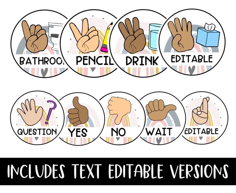 Boho Rainbow Hand Signal Posters - Etsy