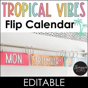 Flip Calendar for Classroom Tropical Flip Calendar - Etsy