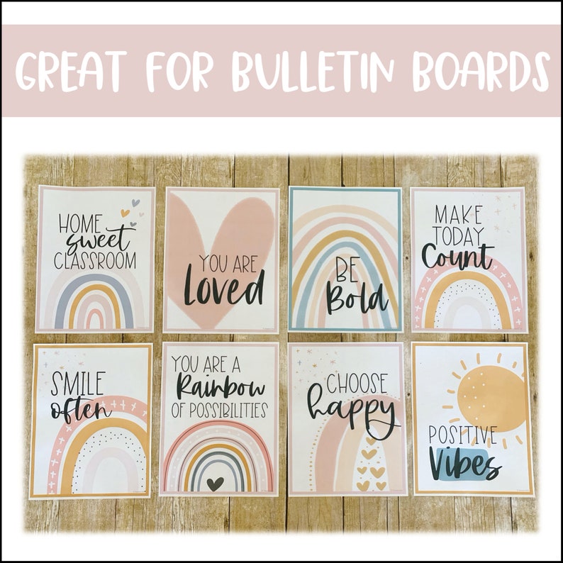 Boho Rainbow Posters Boho Rainbow Classroom Posters Boho - Etsy