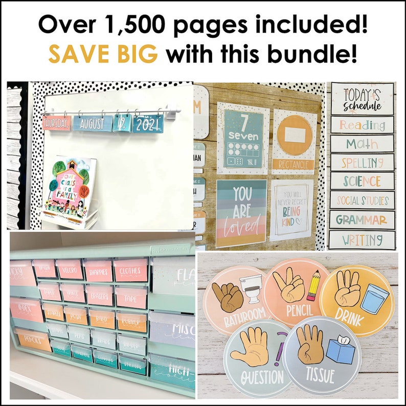 Modern Calm Colors Classroom Decor Modern Calm Colors - Etsy