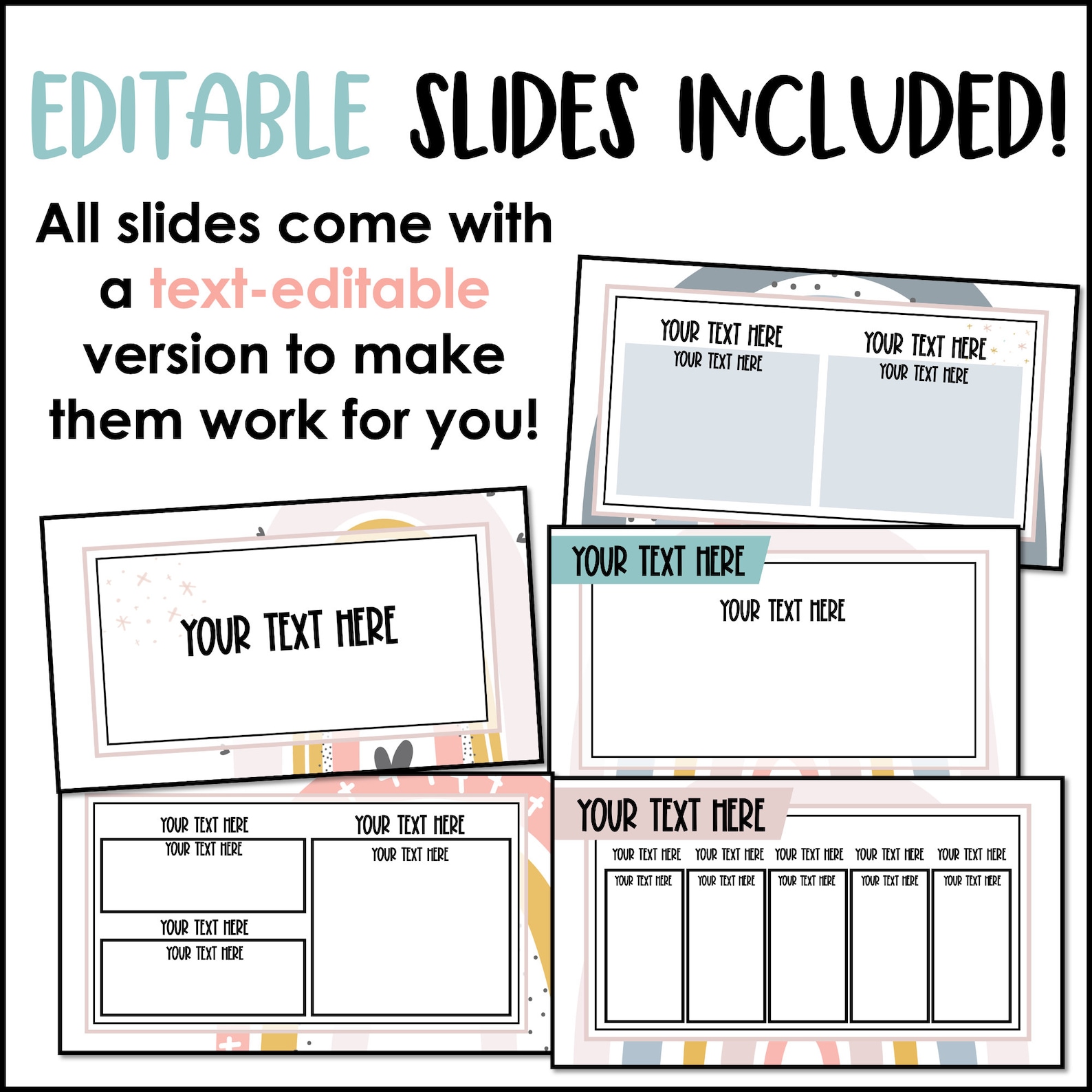 Boho Rainbow Powerpoint and Google Slides™ Templates for - Etsy