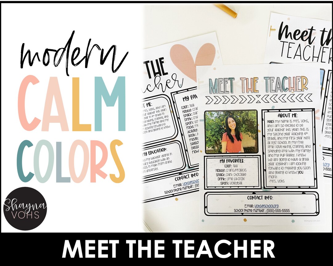 Meet the Teacher Template Editable Calm Colors Classroom - Etsy