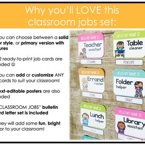 Classroom Jobs Chart: Happy Hues Decor, Editable Cards - Etsy