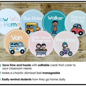 Calm Colors Dismissal Chart Template: Editable Classroom Decor - Etsy