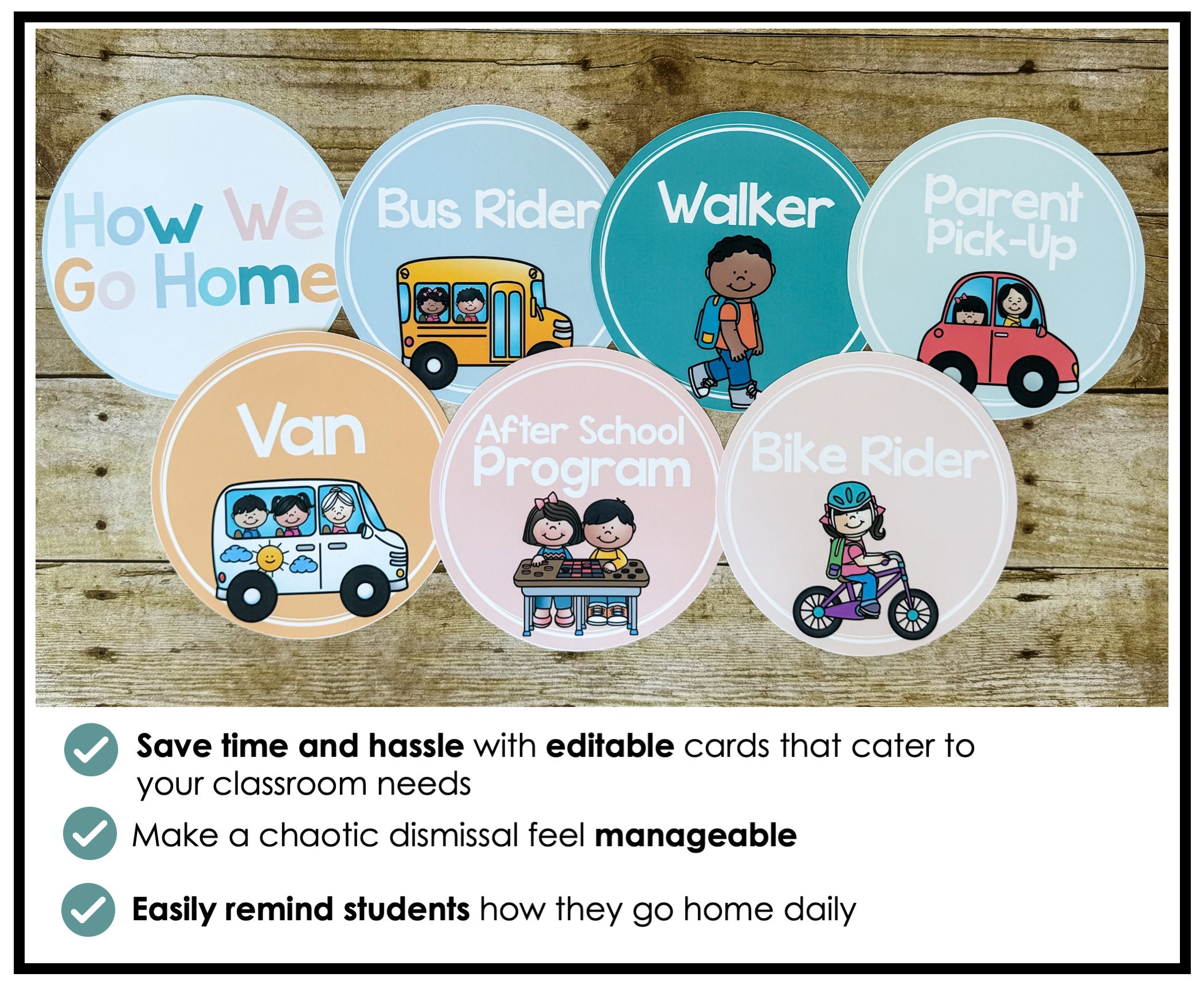 Calm Colors Dismissal Chart Template: Editable Classroom Decor - Etsy