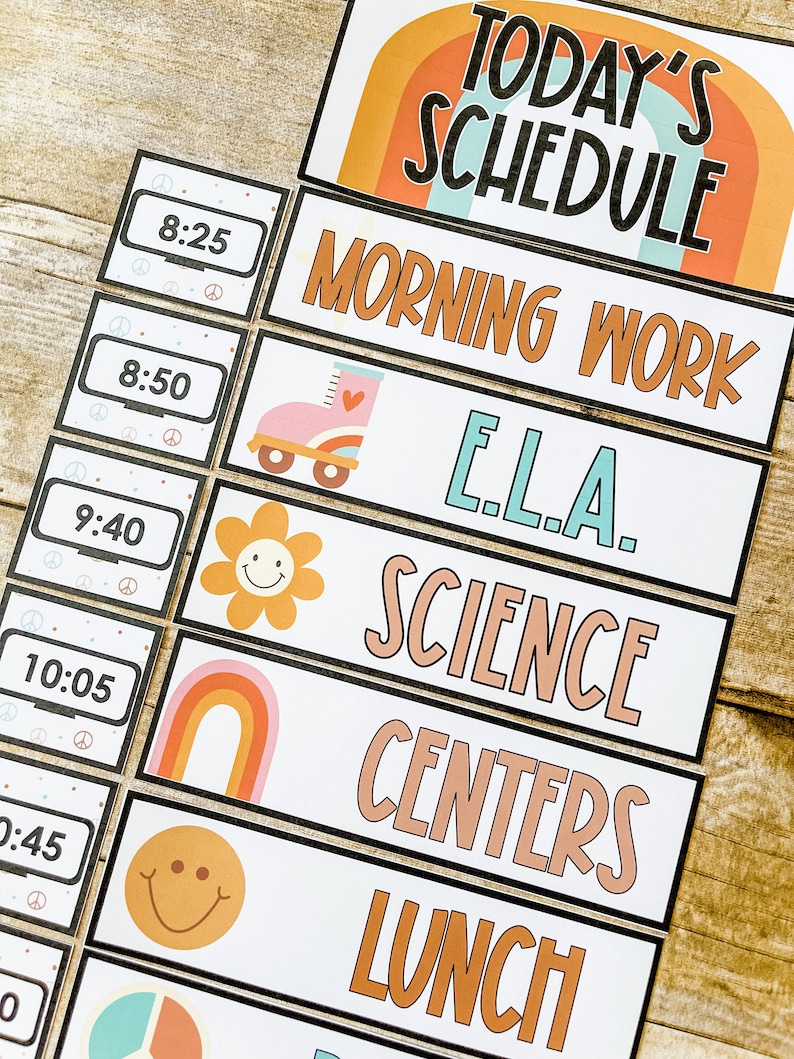 Retro Daily Schedule for Kids Retro Classroom Schedule Cards - Etsy