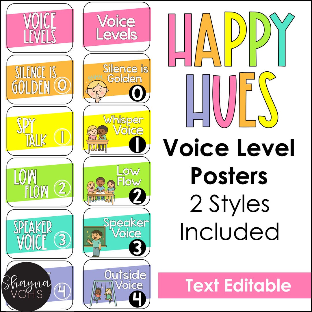 Rainbow Voice Level Chart Posters: Editable Classroom Decor (PDF ...