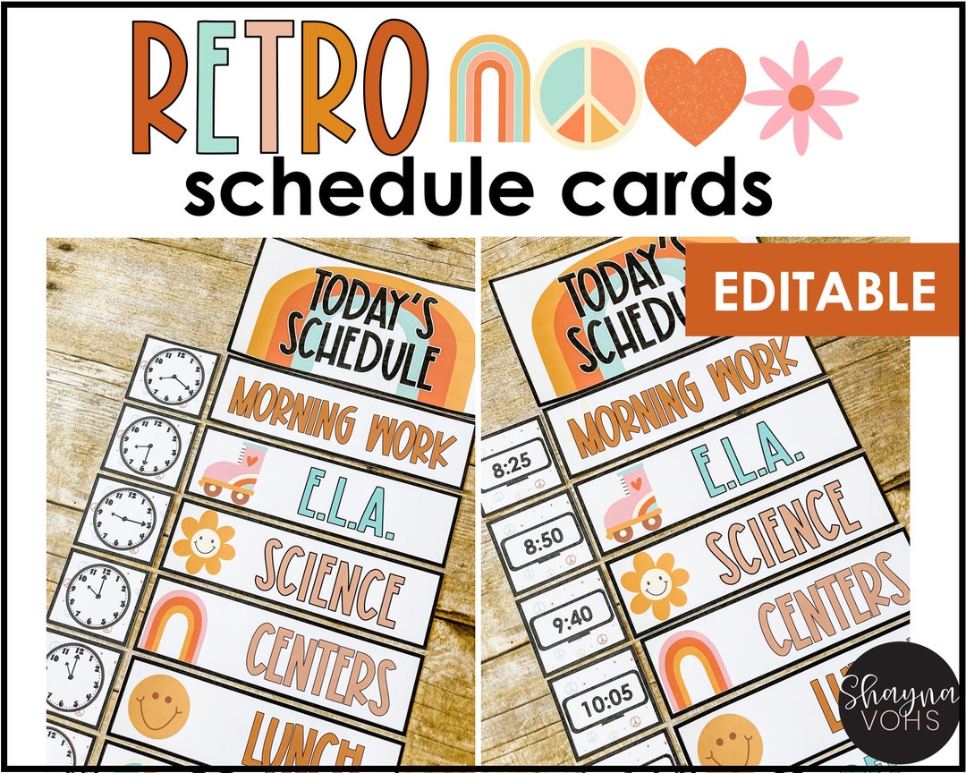 Retro Daily Schedule for Kids, Retro Classroom Schedule Cards - Etsy