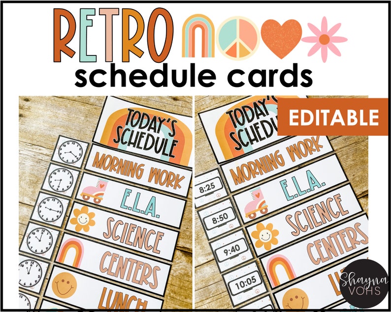 Retro Daily Schedule for Kids Retro Classroom Schedule Cards - Etsy