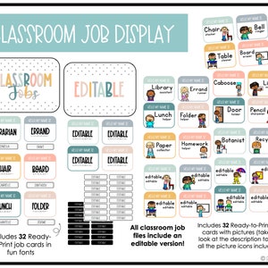 Calm Colors Classroom Jobs Chart Editable - Etsy
