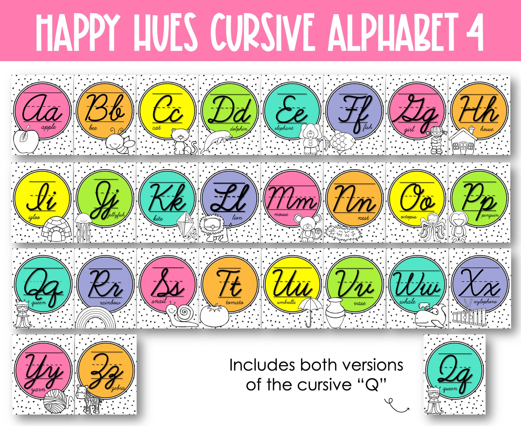Bright Cursive Alphabet Posters: Classroom Chart (digital Download) - Etsy